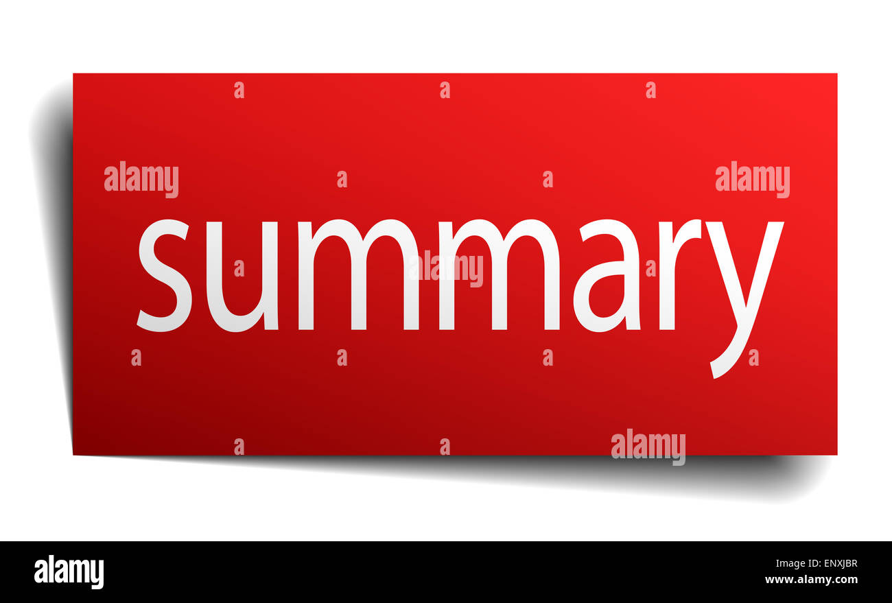 summary red paper sign isolated on white Stock Photo - Alamy