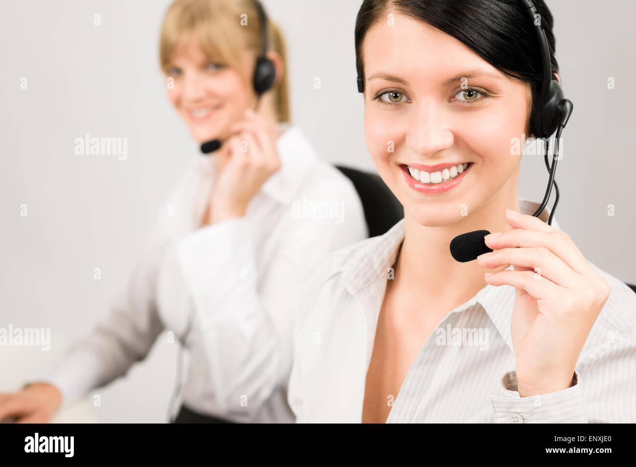 Customer service woman call center phone headset Stock Photo - Alamy