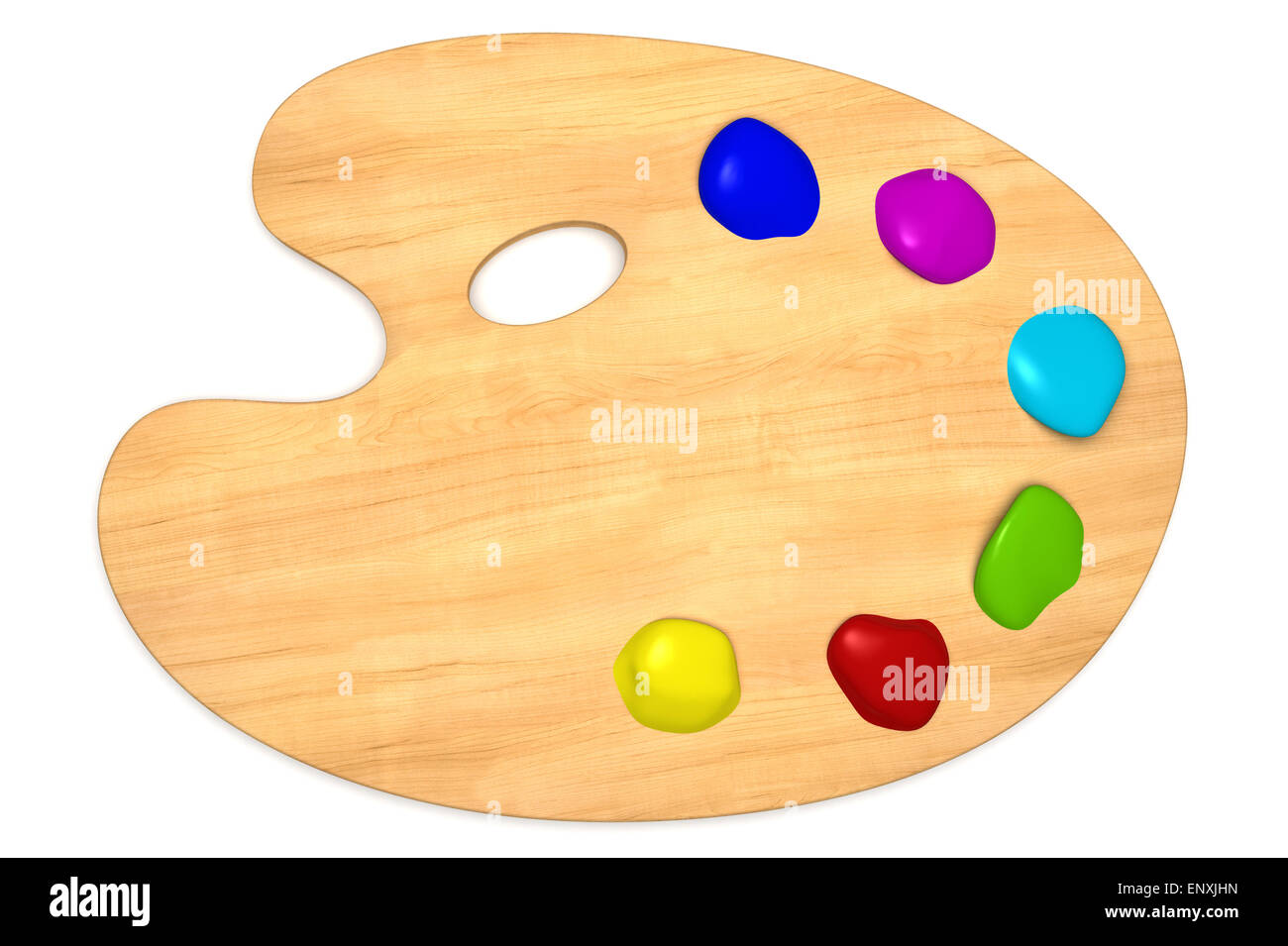 wooden palette with color paint isolated on white Stock Photo - Alamy