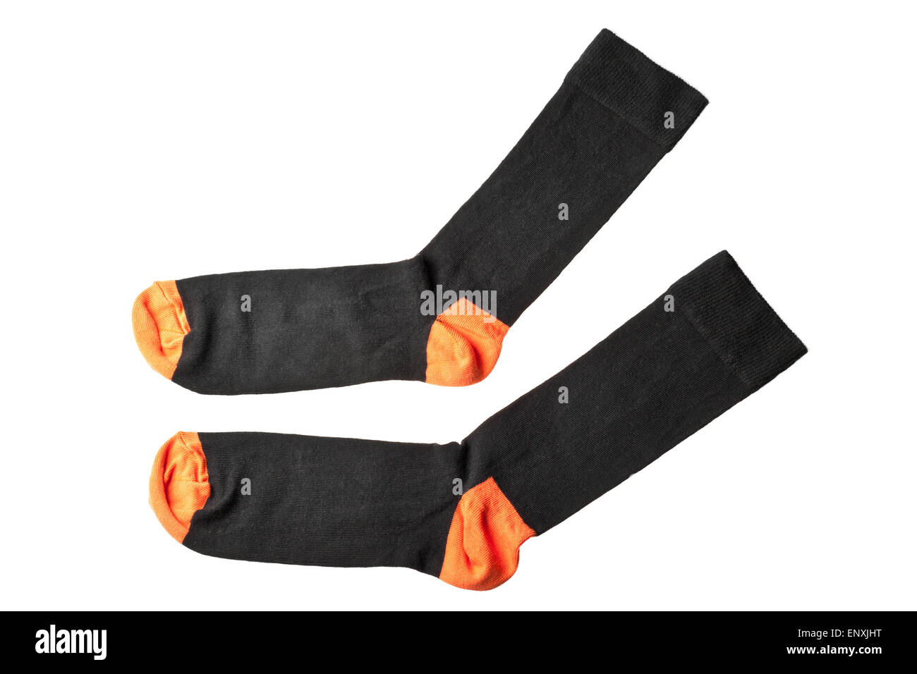 pair of black and orange sock isolated on white Stock Photo - Alamy