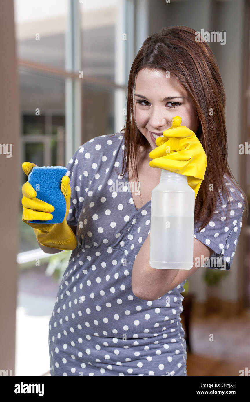 Woman Cleaning House Stock Photo - Alamy