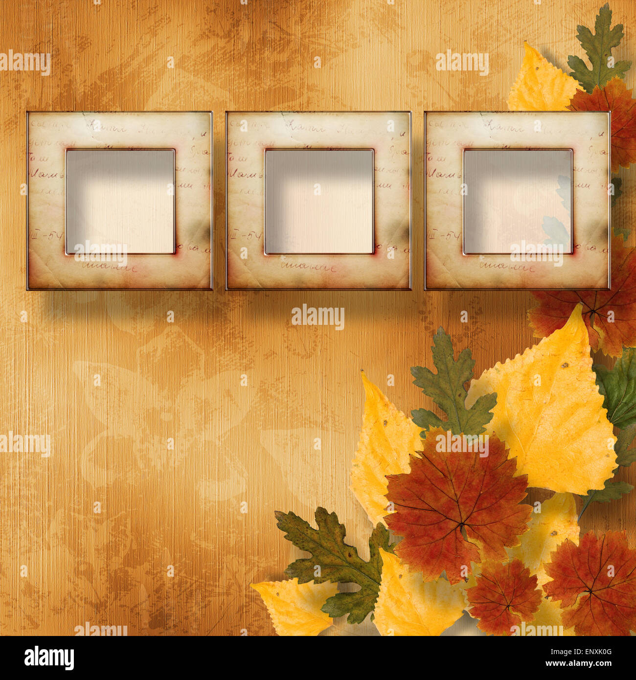 Grunge papers design in scrapbooking style with frame and autumn ...
