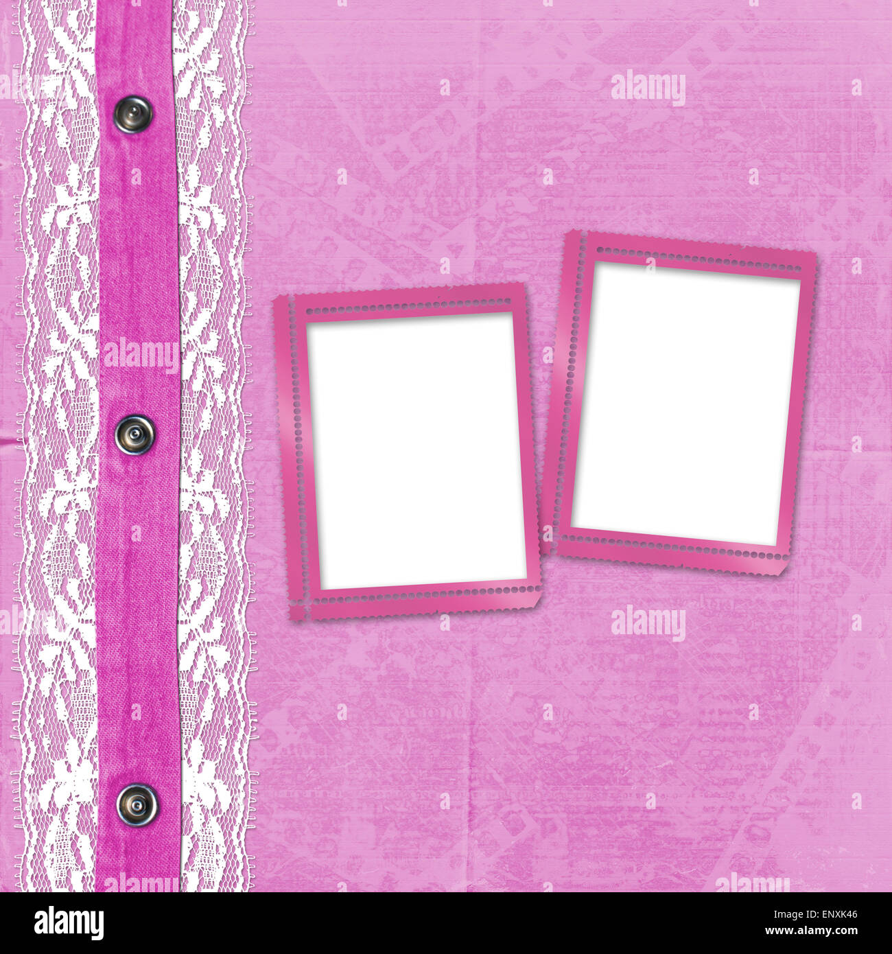 Pink album for photos with jeans and lace Stock Photo - Alamy
