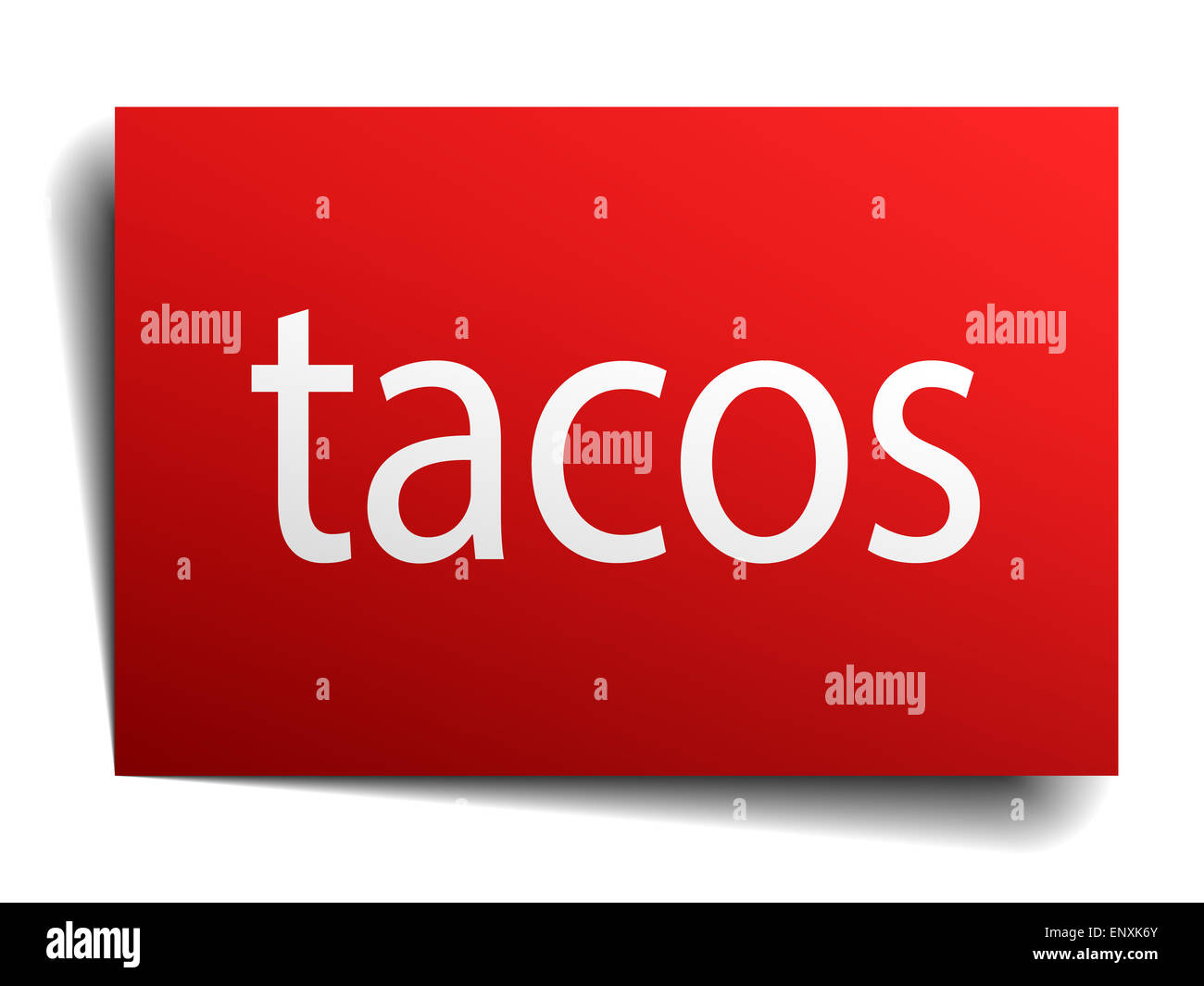 tacos red paper sign isolated on white Stock Photo - Alamy