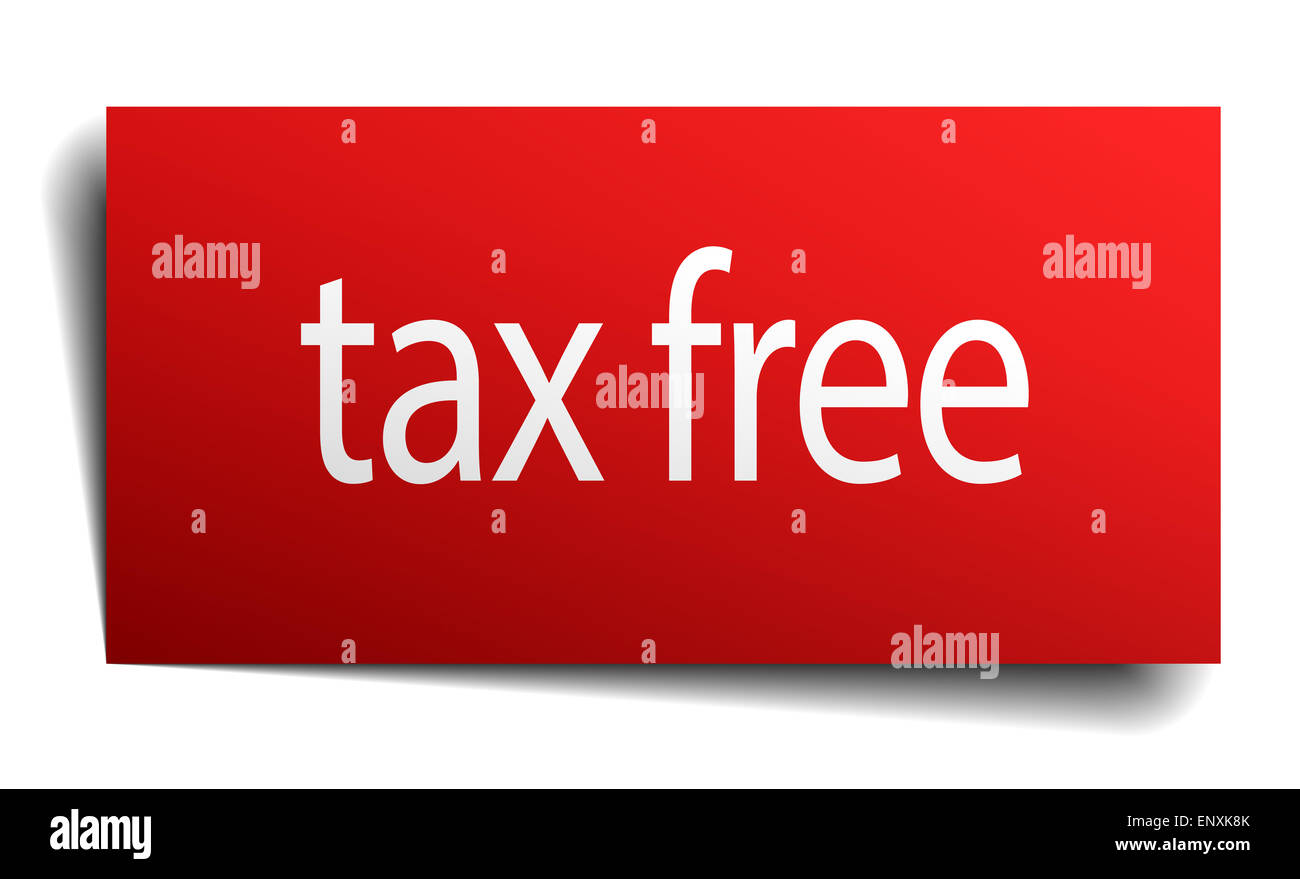 tax free red paper sign on white background Stock Photo - Alamy
