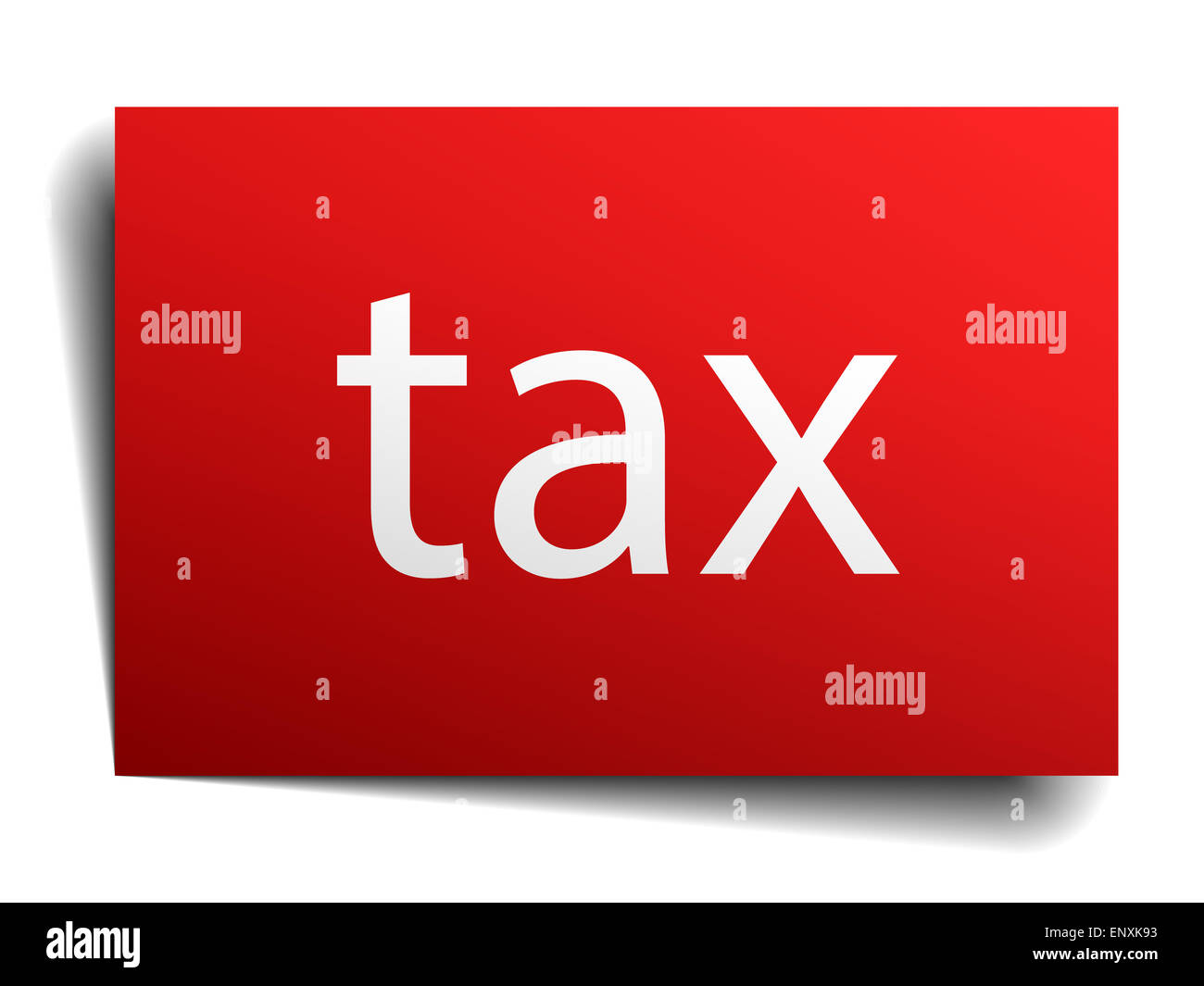 tax red paper sign on white background Stock Photo - Alamy