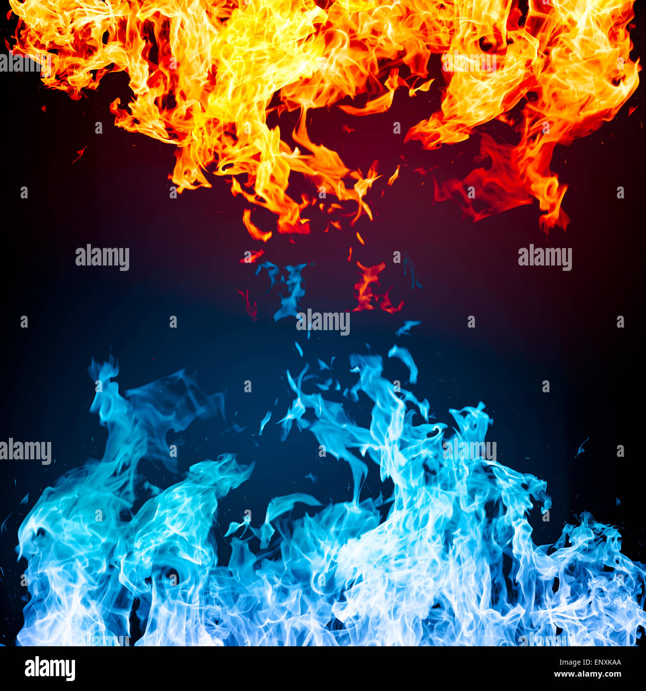 Red and blue fire on balck background Stock Photo - Alamy