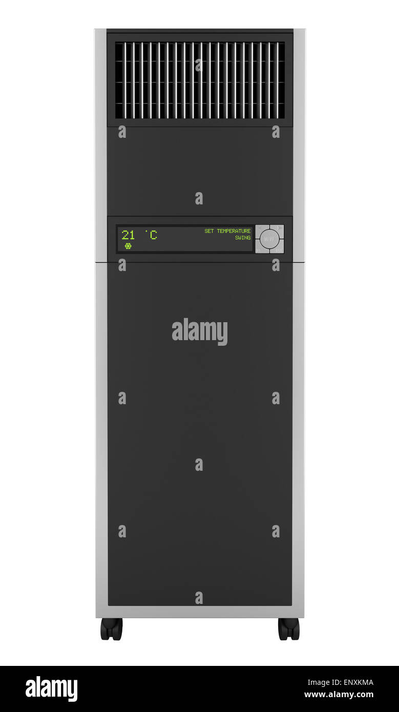 modern black standing air conditioner isolated Stock Photo - Alamy