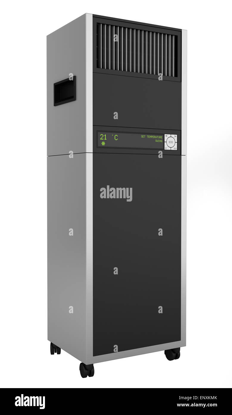 modern black standing air conditioner isolated Stock Photo - Alamy