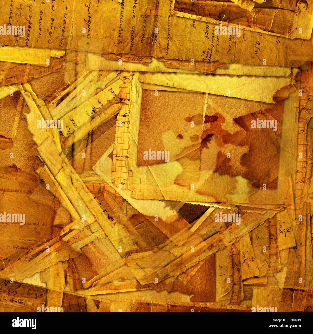 abstract grunge background with old archive, letters and photos Stock ...