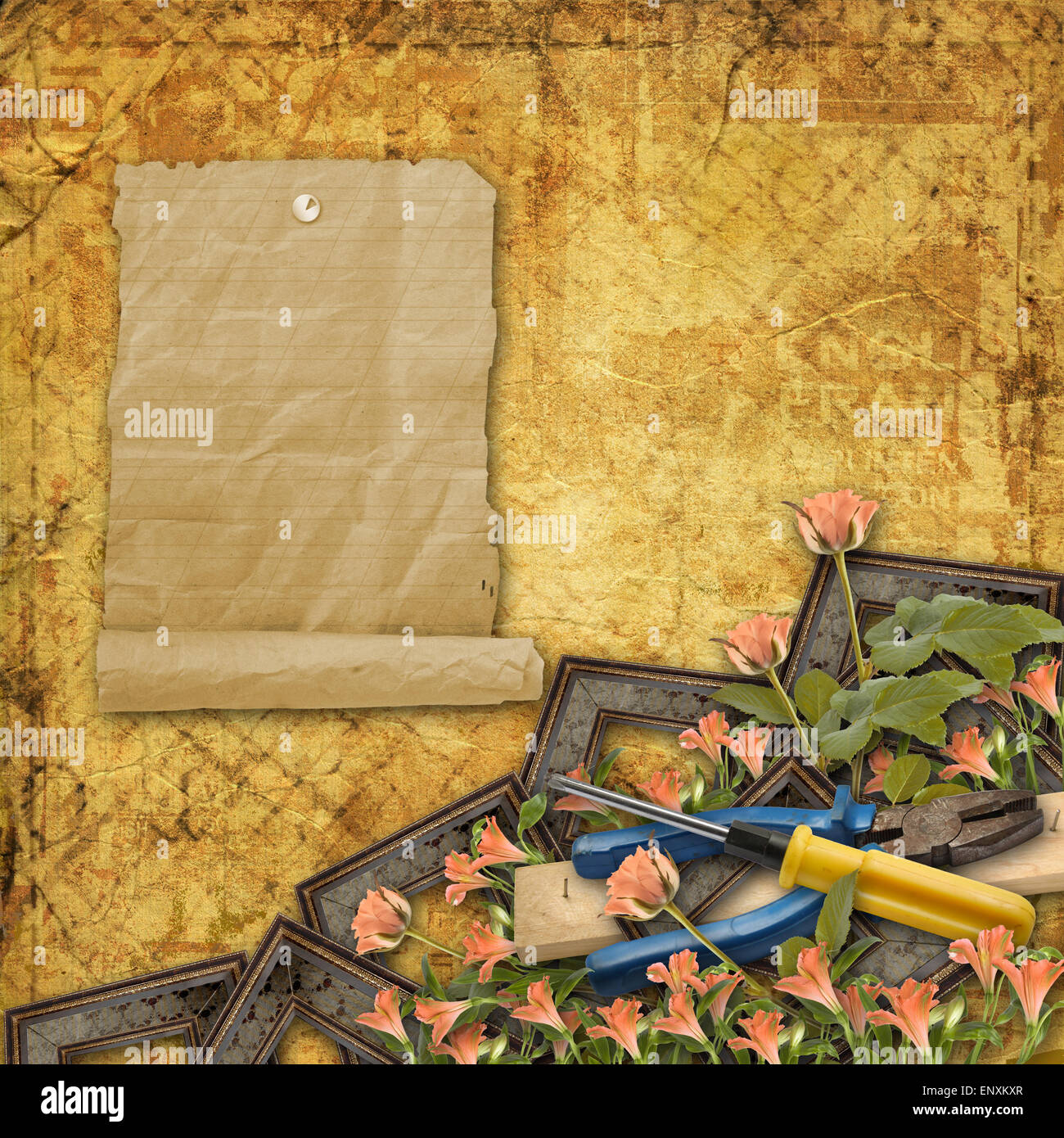 Old grunge torn manuscript on the ancient background Stock Photo - Alamy