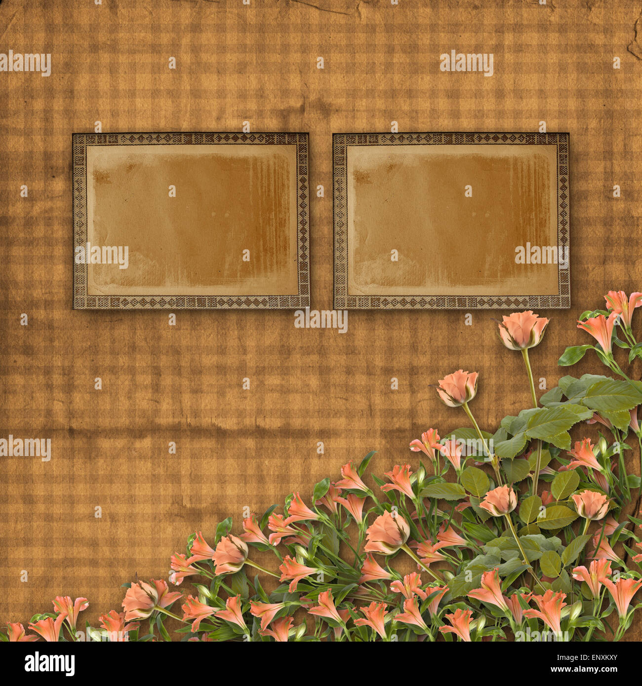 Alienated used paper background for announcement with rose Stock Photo ...