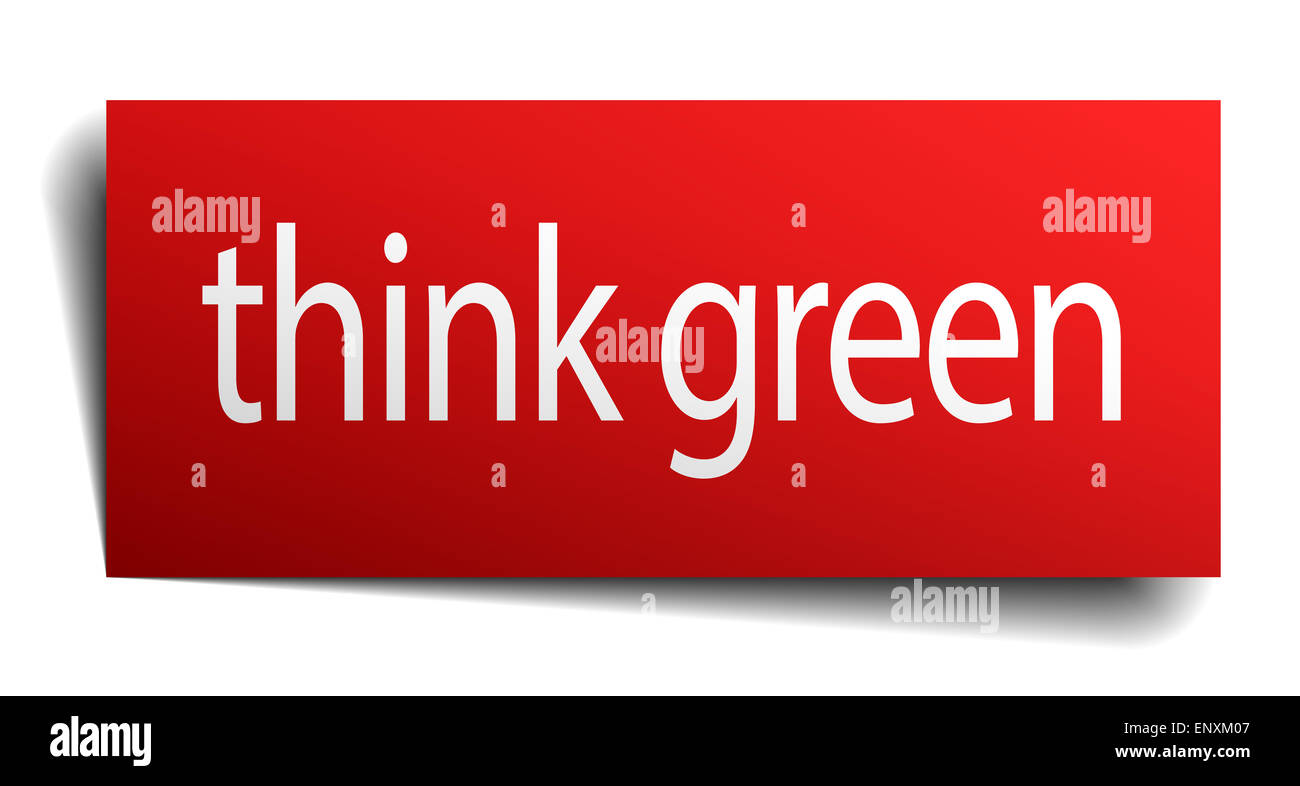 think green red paper sign on white background Stock Photo - Alamy