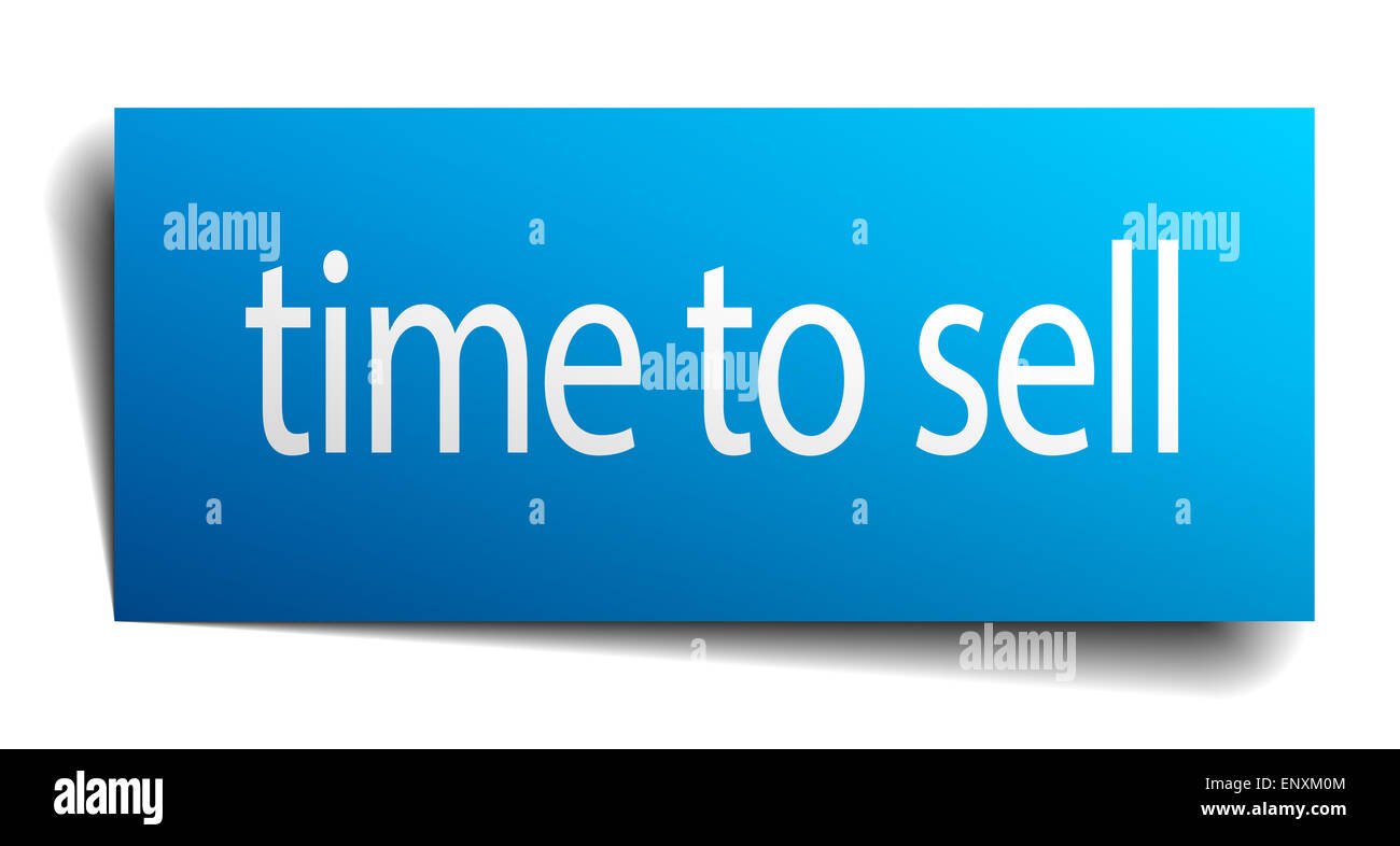 time to sell blue paper sign isolated on white Stock Photo - Alamy