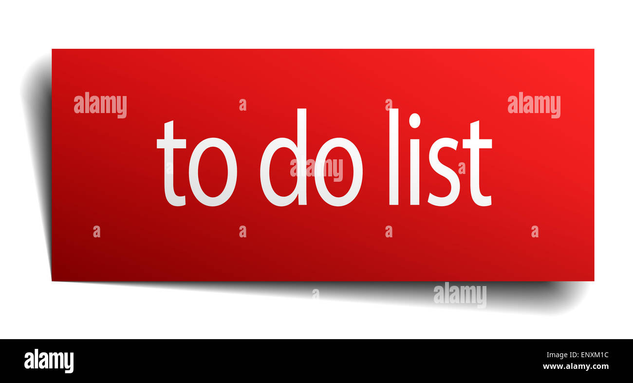 to do list red paper sign on white background Stock Photo - Alamy