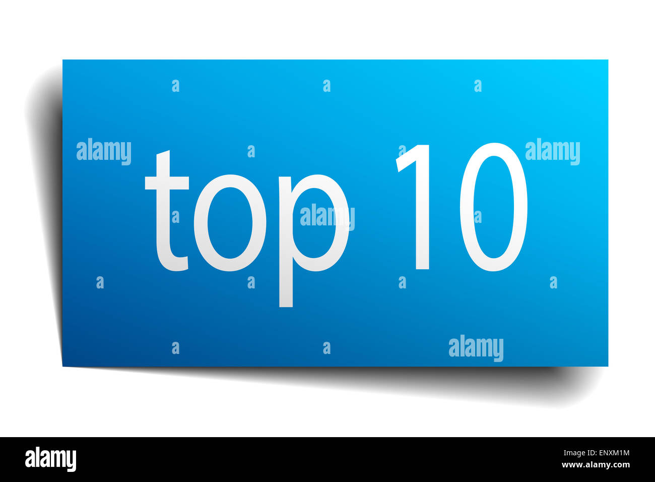top 10 blue paper sign isolated on white Stock Photo - Alamy