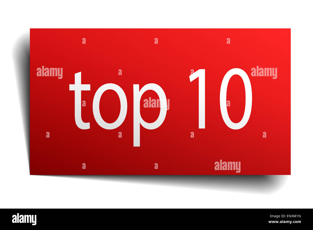 top 10 red paper sign on white background Stock Photo - Alamy