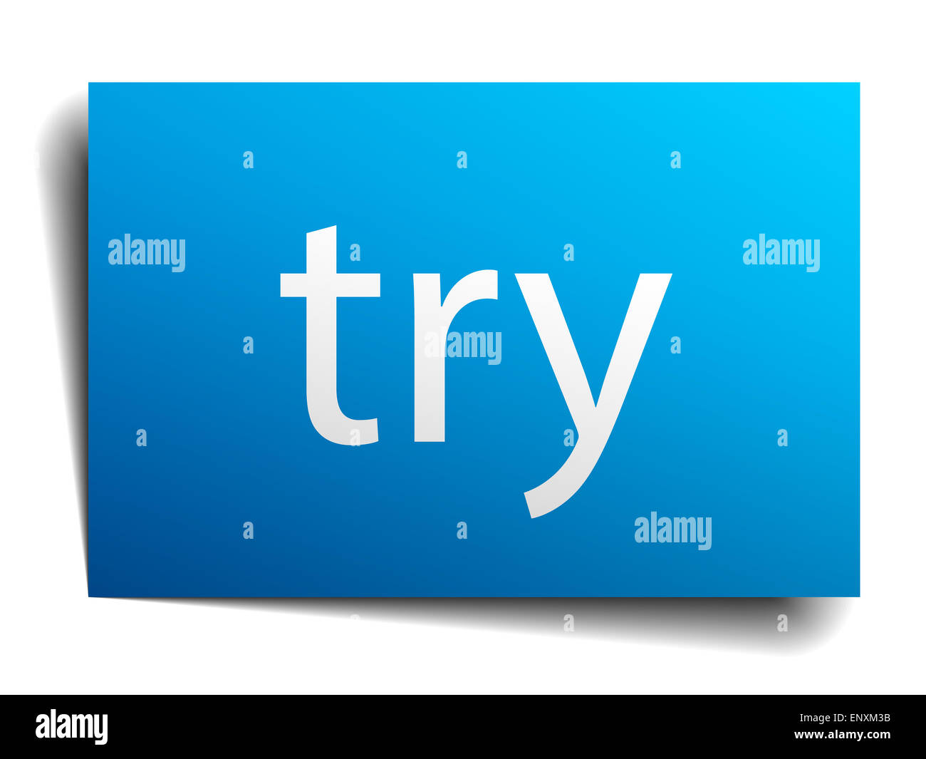 try blue paper sign isolated on white Stock Photo - Alamy