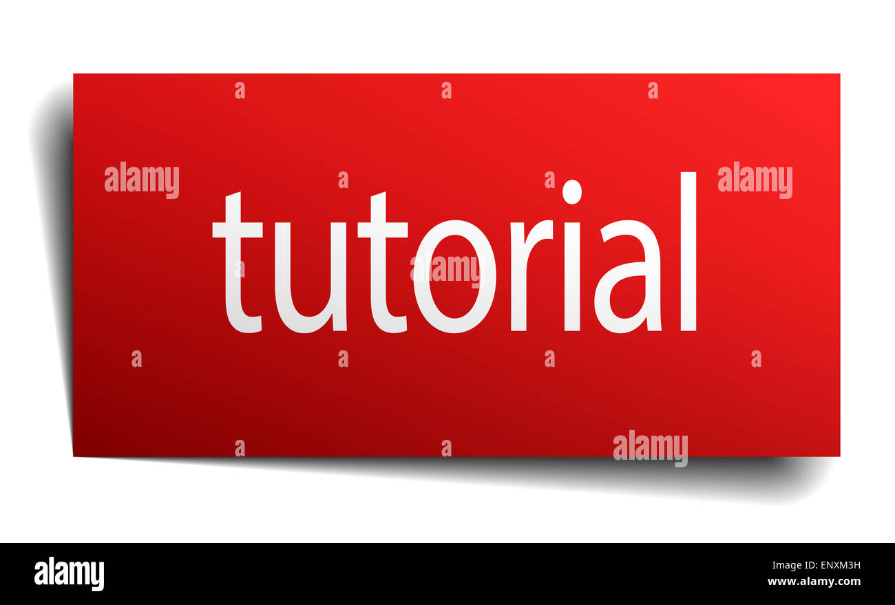 tutorial red paper sign on white background Stock Photo - Alamy