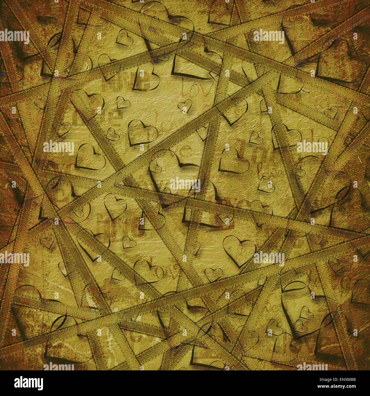Old paper background with hearts and words Stock Photo - Alamy