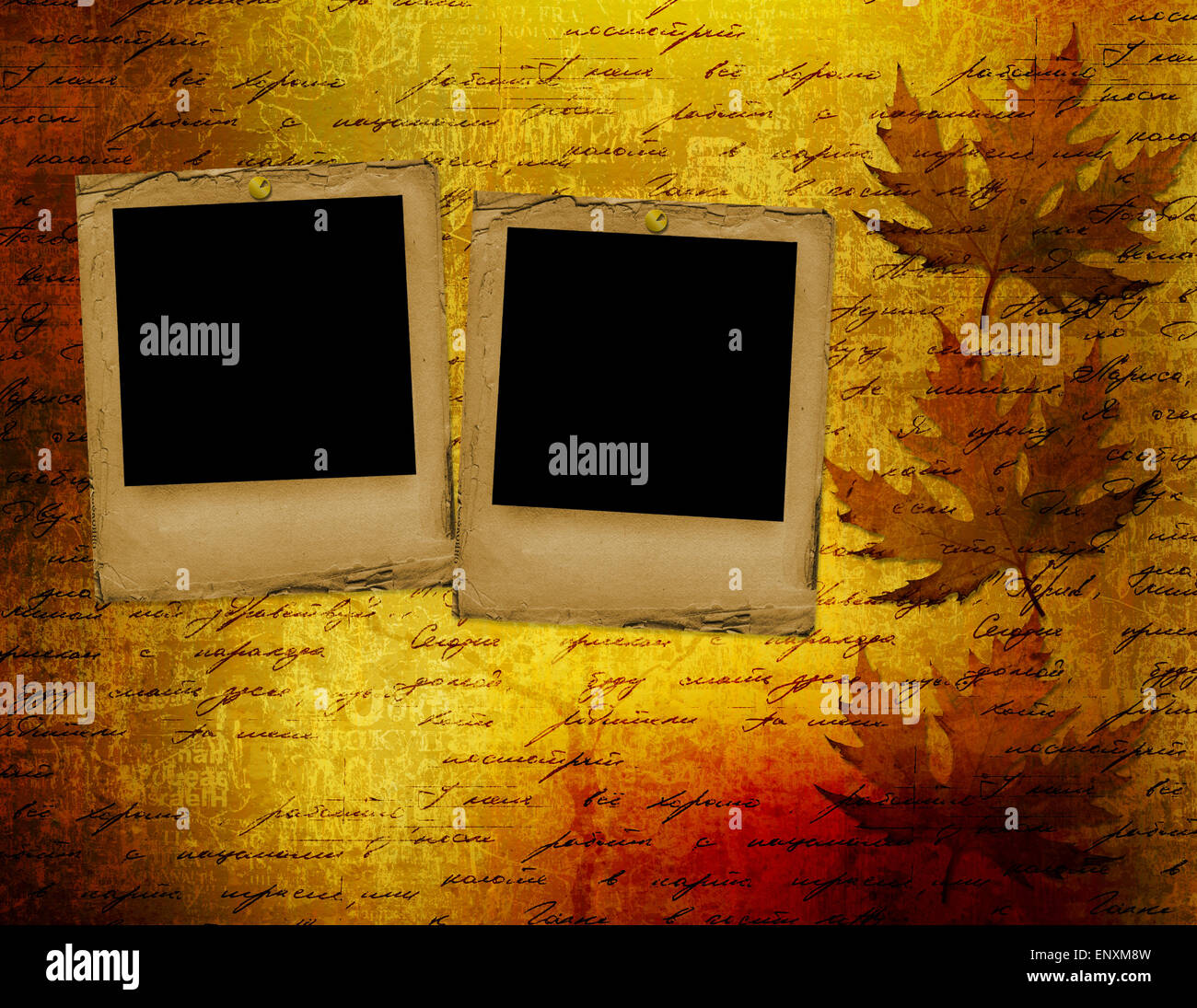 Grunge papers design in scrapbooking style with foliage Stock Photo - Alamy