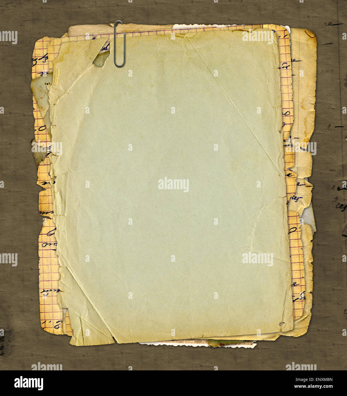 Old archive with letters, photos on the abstract grunge background ...