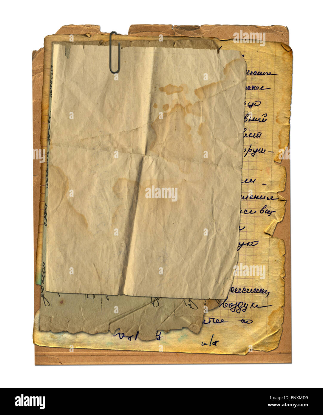 set old paper in scrapbooking style on white isolated background Stock ...