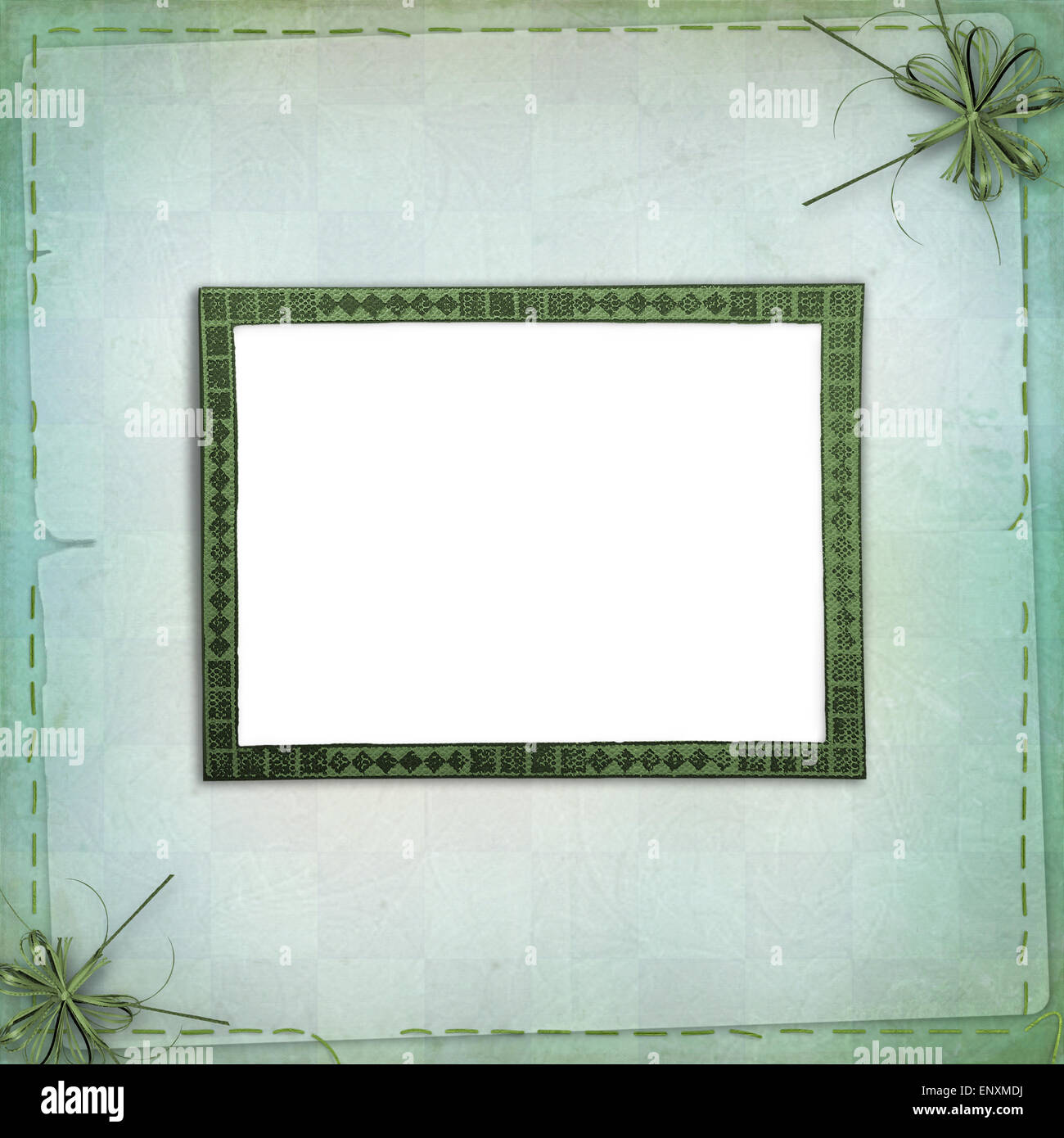 Green backdrop with frame for greetings or invitations Stock Photo - Alamy