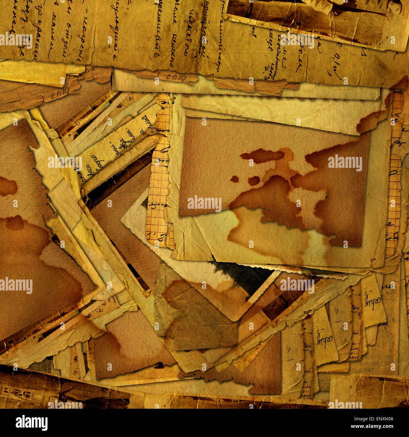 abstract grunge background with old archive, letters and photos Stock ...