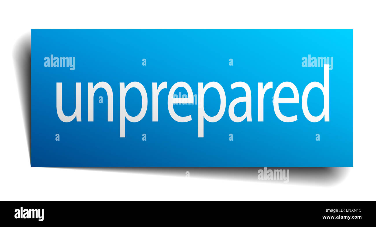 unprepared blue paper sign isolated on white Stock Photo - Alamy
