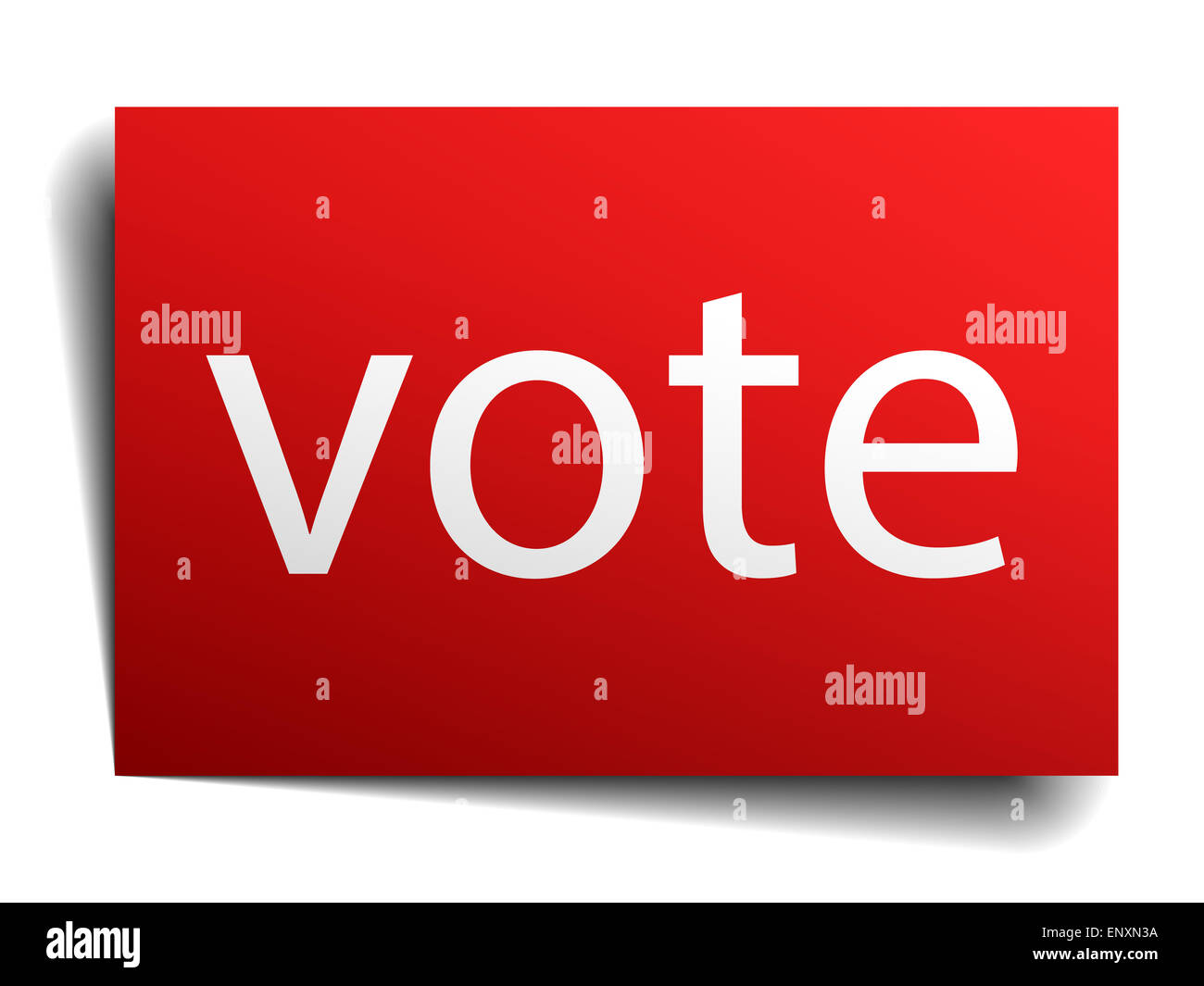 vote red paper sign on white background Stock Photo - Alamy