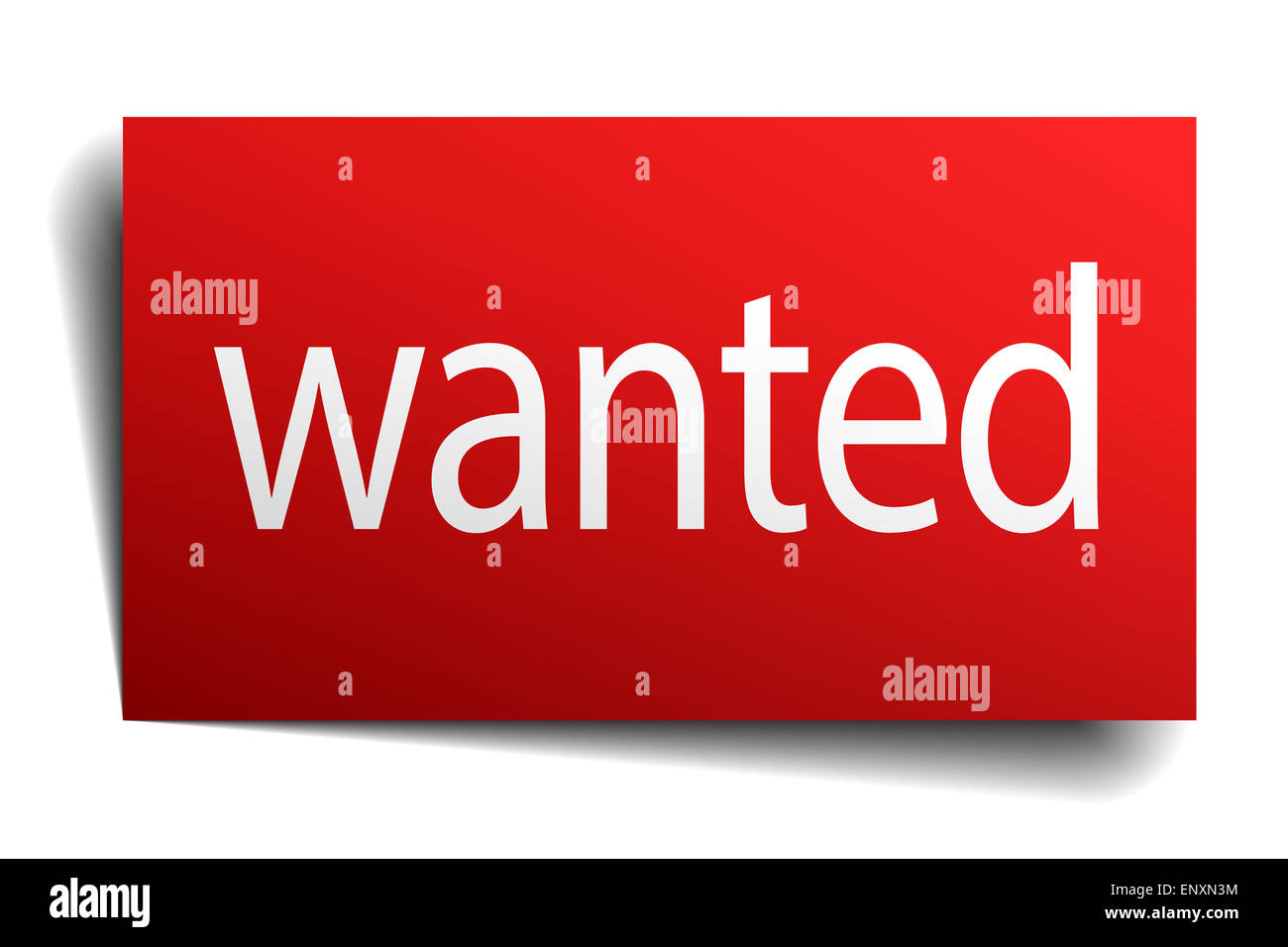 wanted red paper sign on white background Stock Photo - Alamy