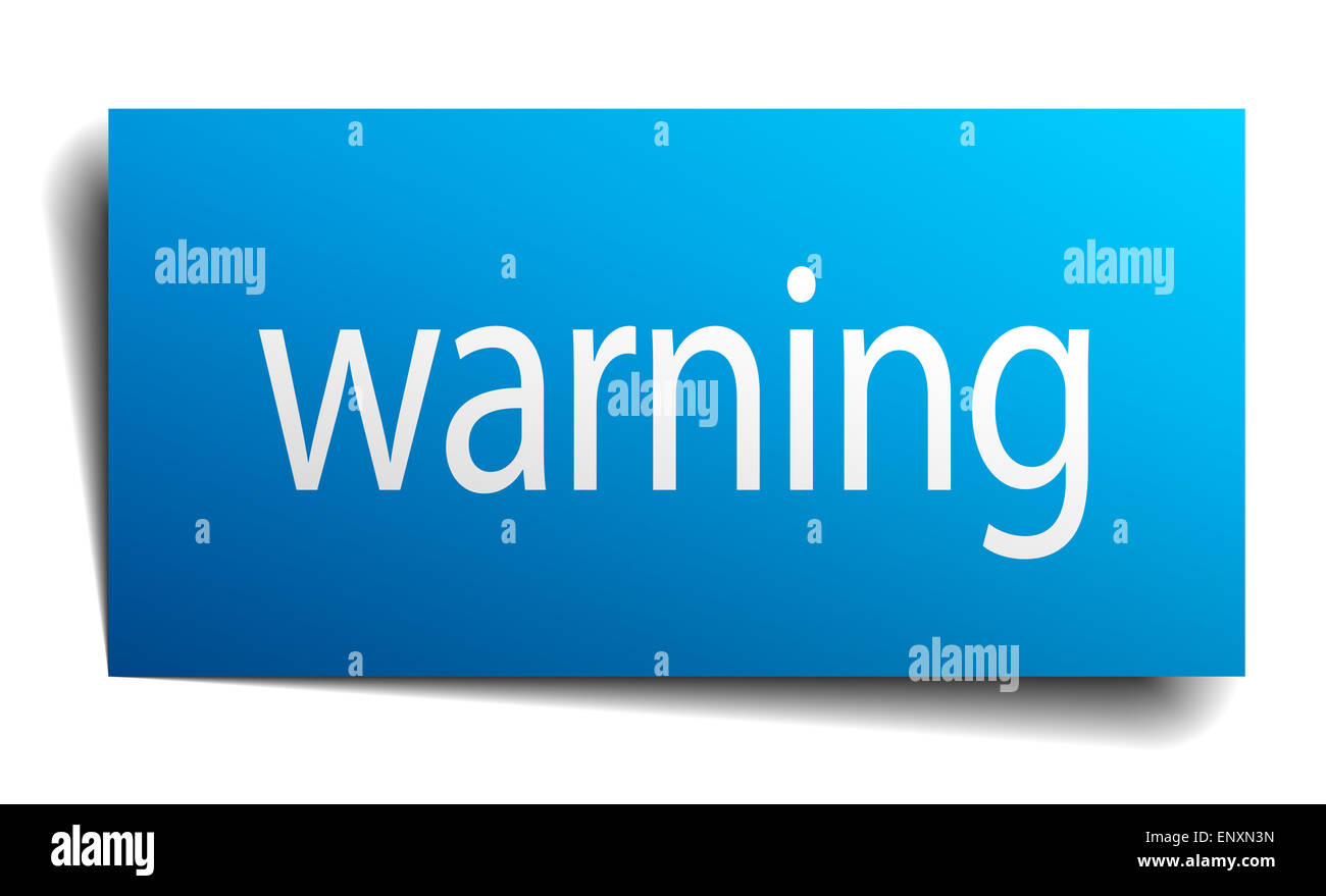 warning blue paper sign isolated on white Stock Photo - Alamy