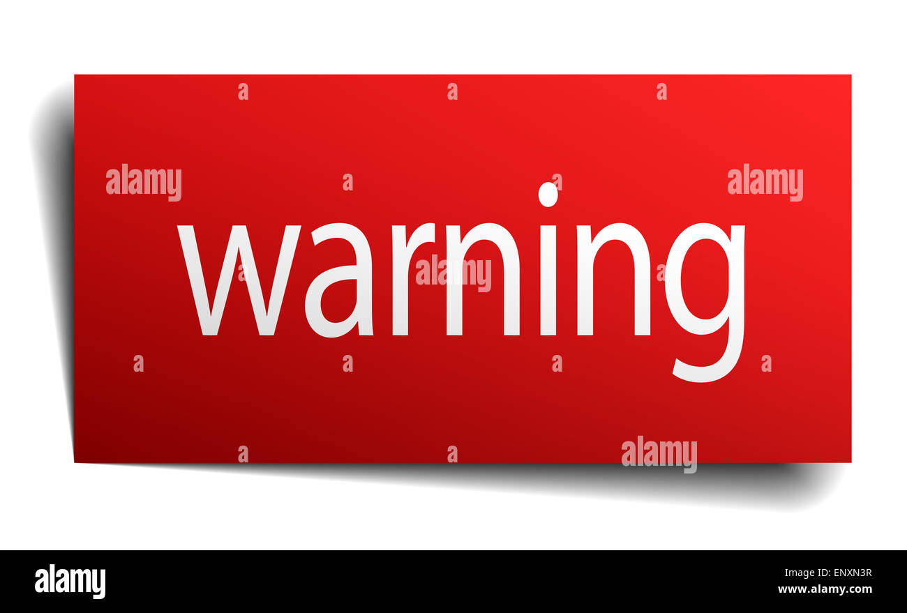 warning red square isolated paper sign on white Stock Photo - Alamy