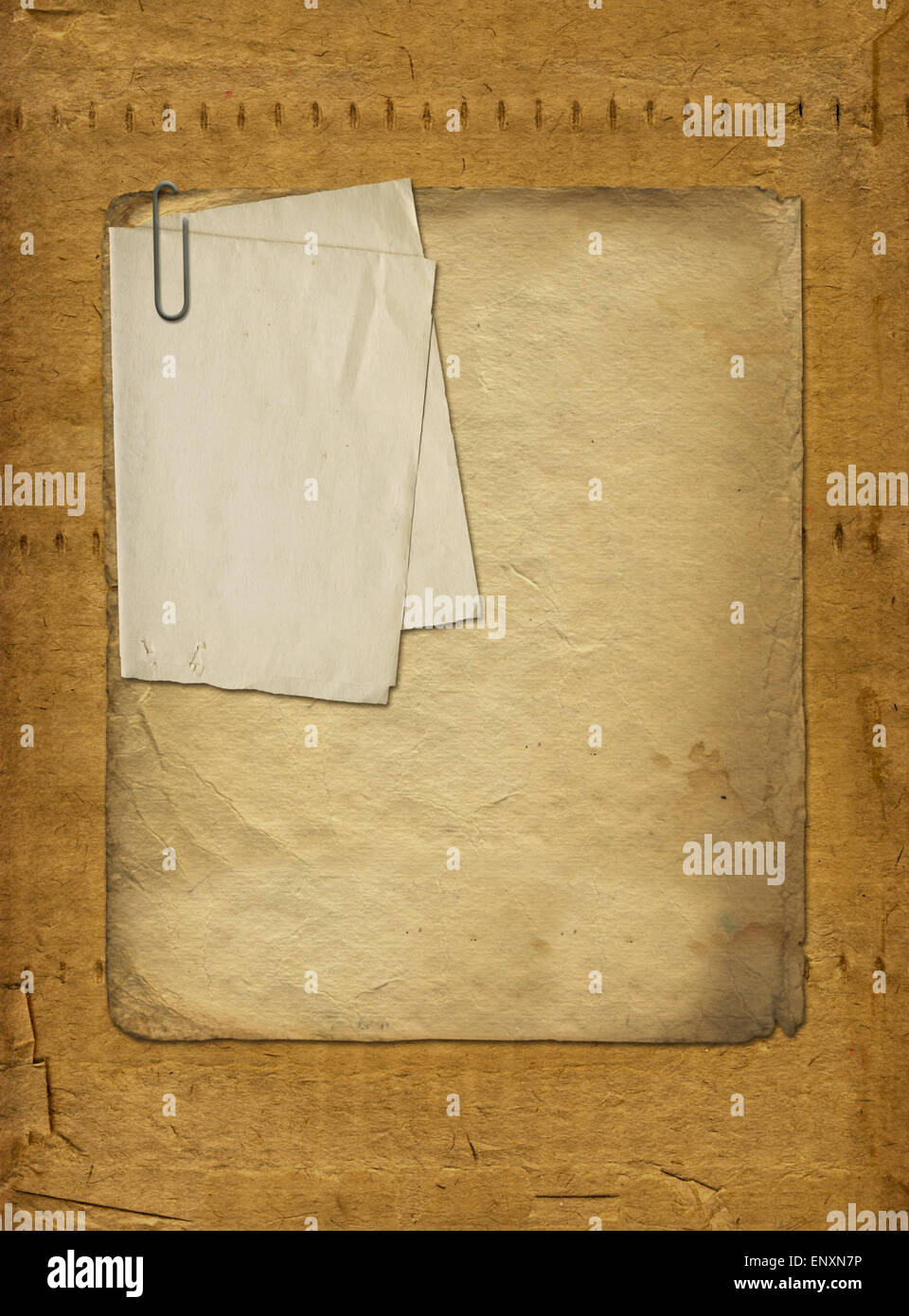 Abstract ancient brown background with set old paper in scrapbooking ...