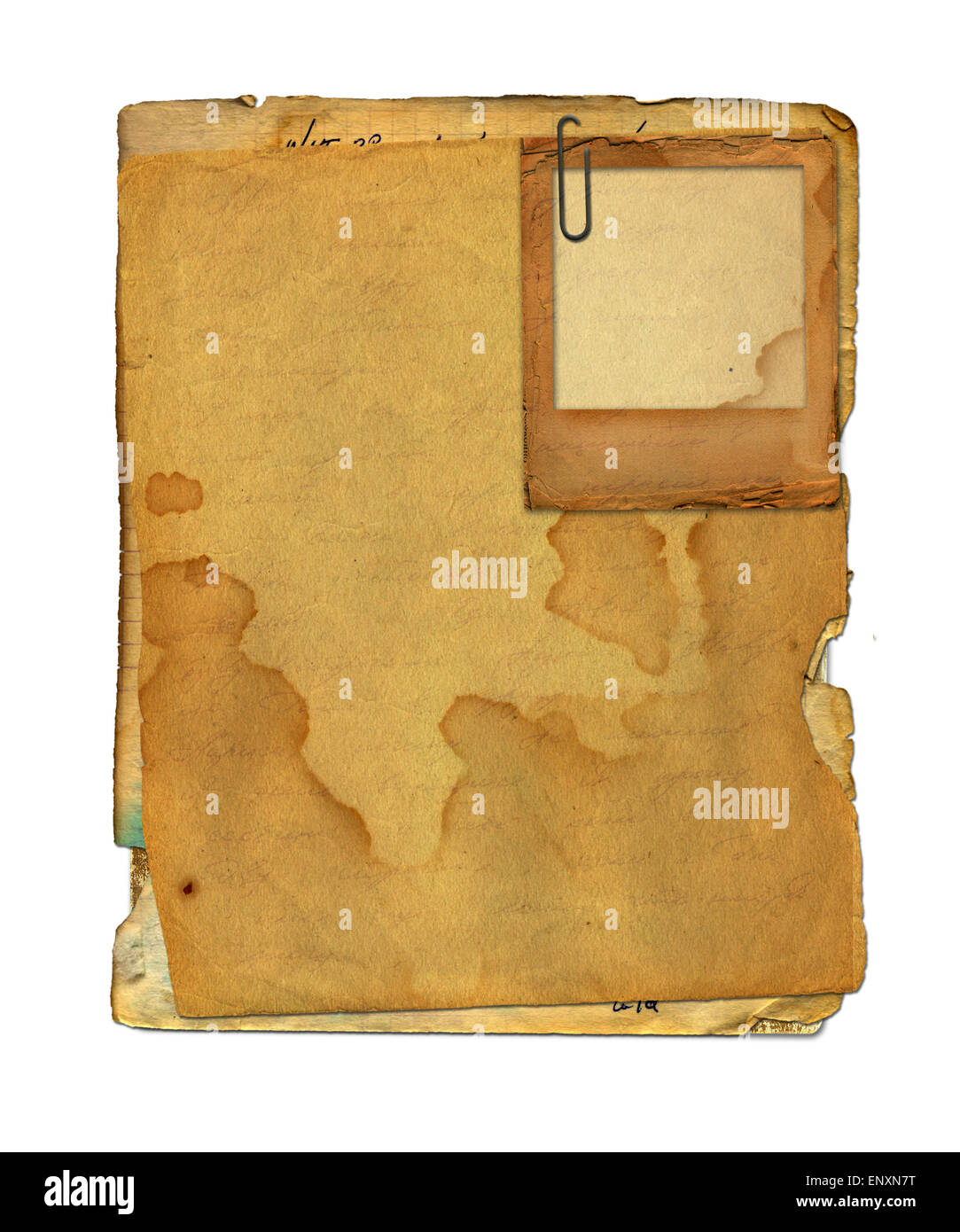 Slide with set old paper in scrapbooking style on white isolated ...