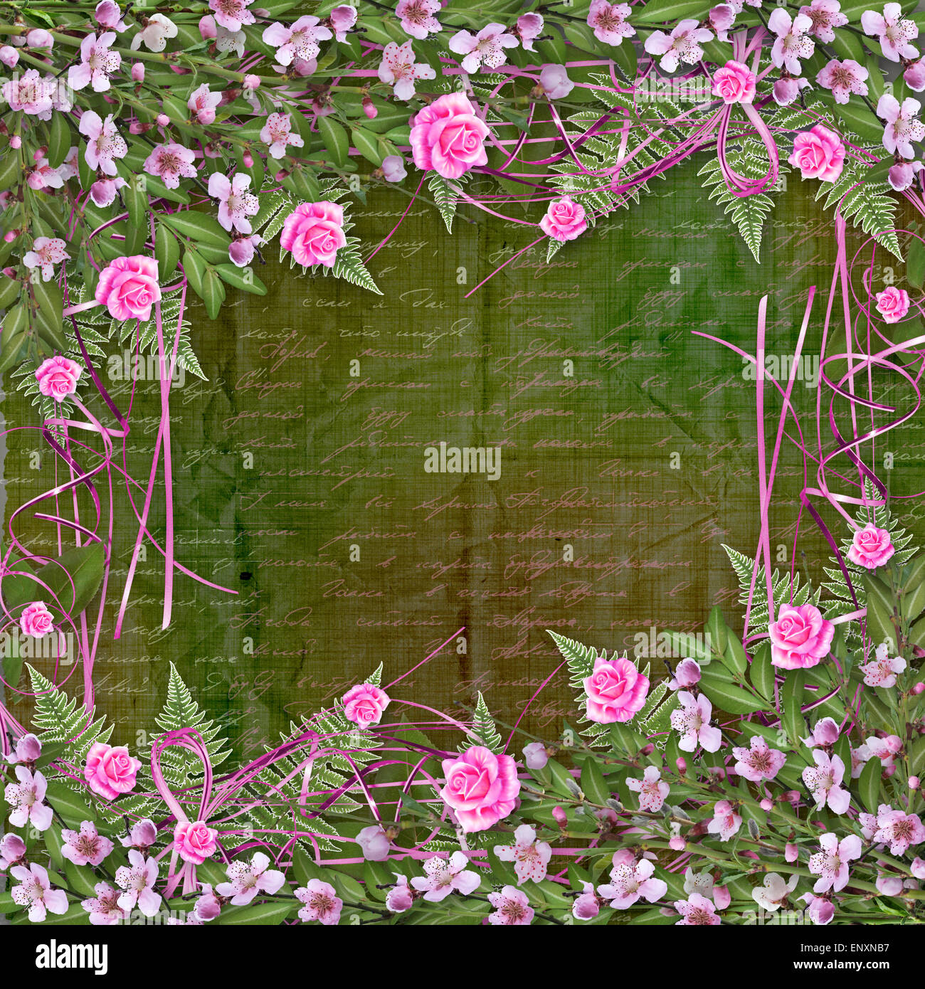 Writing abstract background with floral beautiful bouquet Stock Photo ...