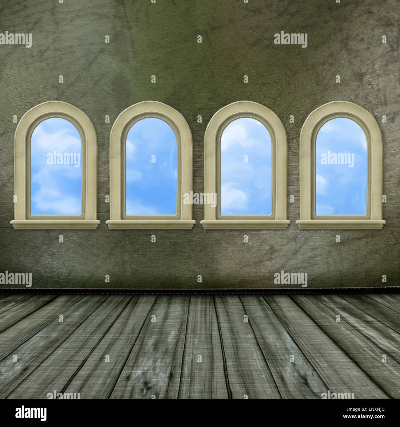 The big hall of an ancient castle with windows Stock Photo - Alamy