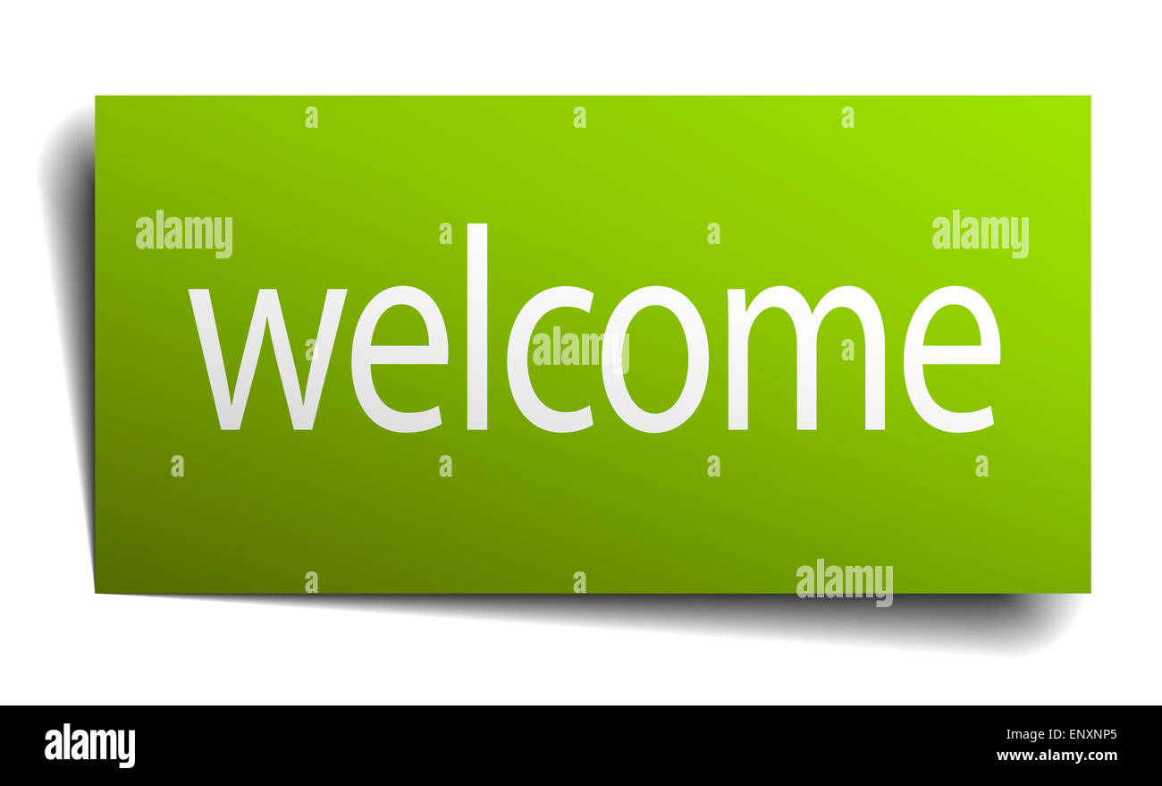 welcome square paper sign isolated on white Stock Photo - Alamy