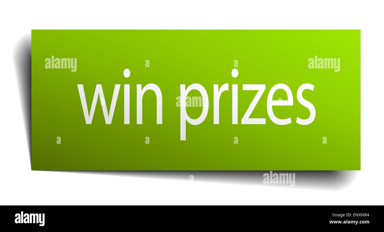 win prizes square paper sign isolated on white Stock Photo - Alamy