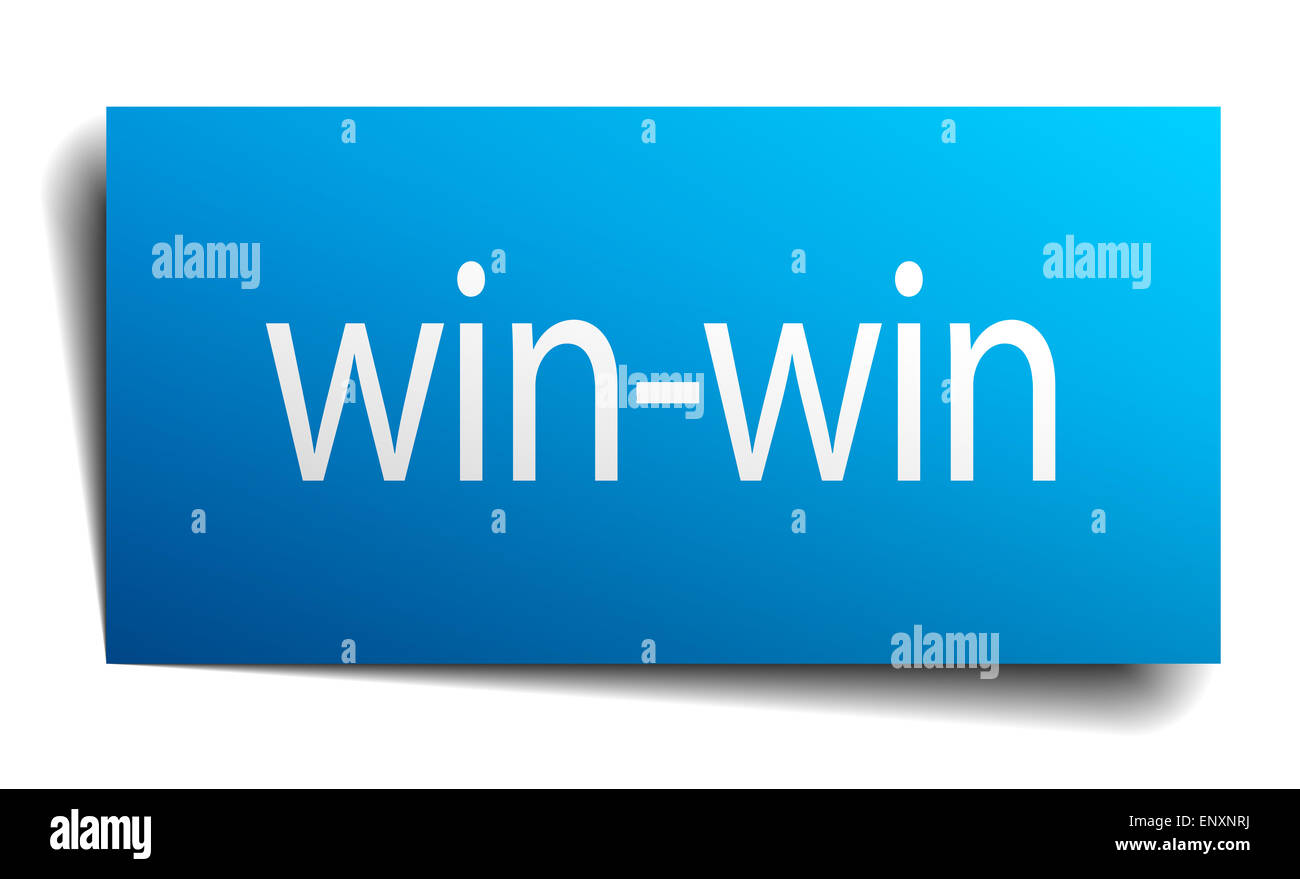 win-win blue paper sign isolated on white Stock Photo - Alamy