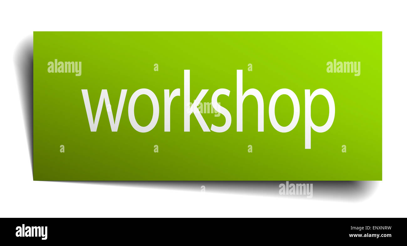 workshop square paper sign isolated on white Stock Photo - Alamy