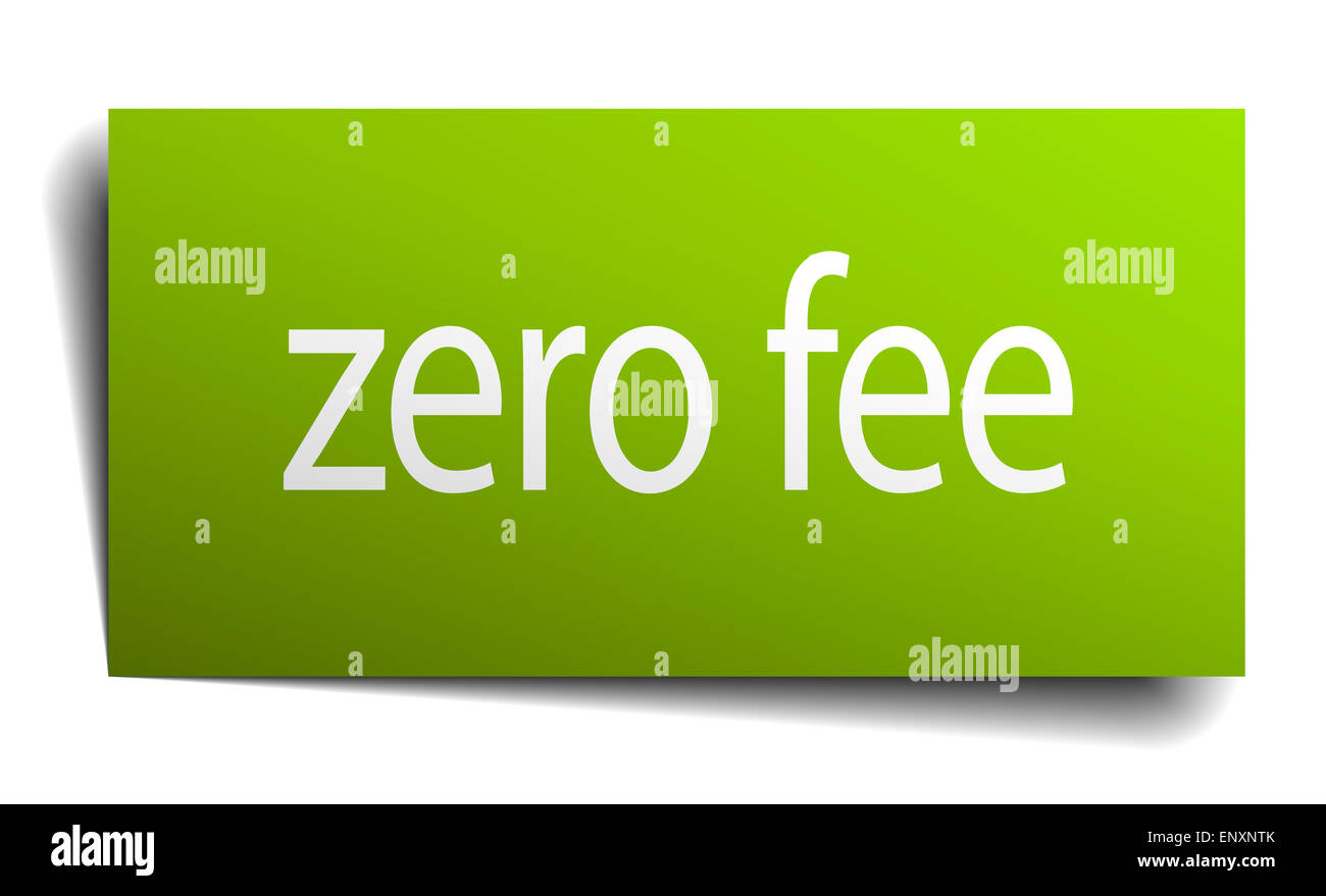 zero fee square paper sign isolated on white Stock Photo - Alamy