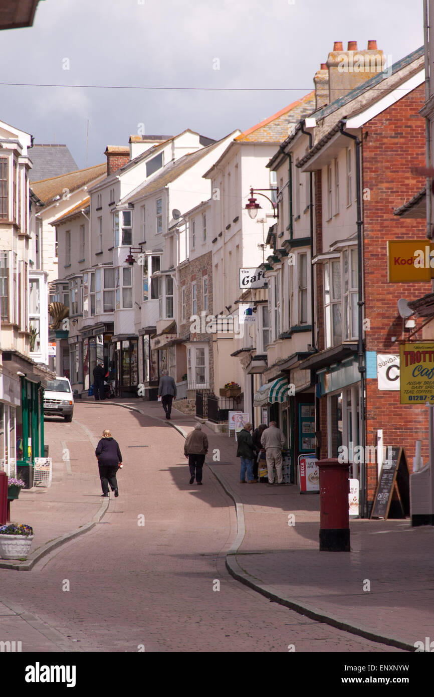View along Fore Street, Seaton, Devon Stock Photo - Alamy