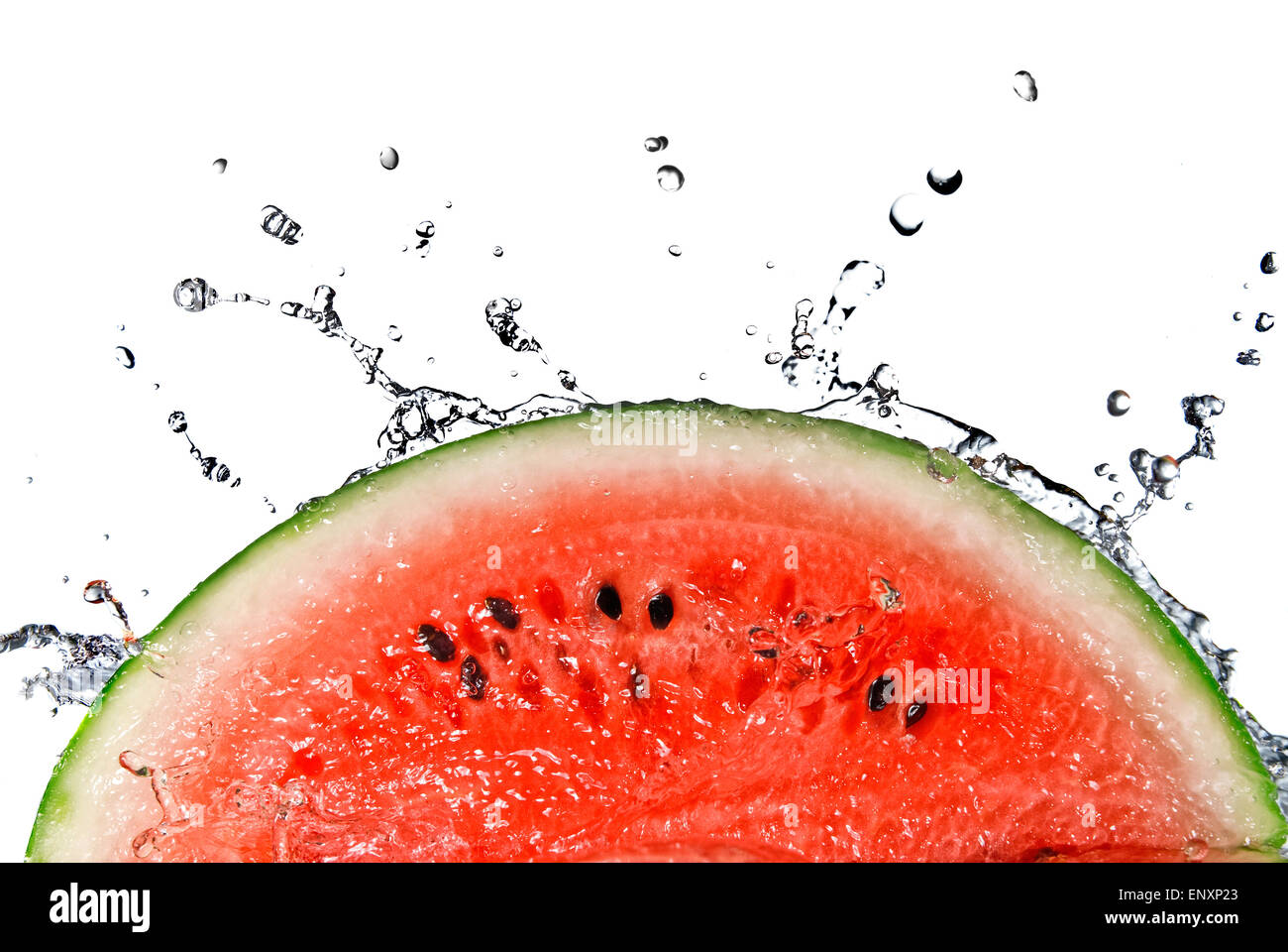 watermelon and water splash isolated on white Stock Photo - Alamy