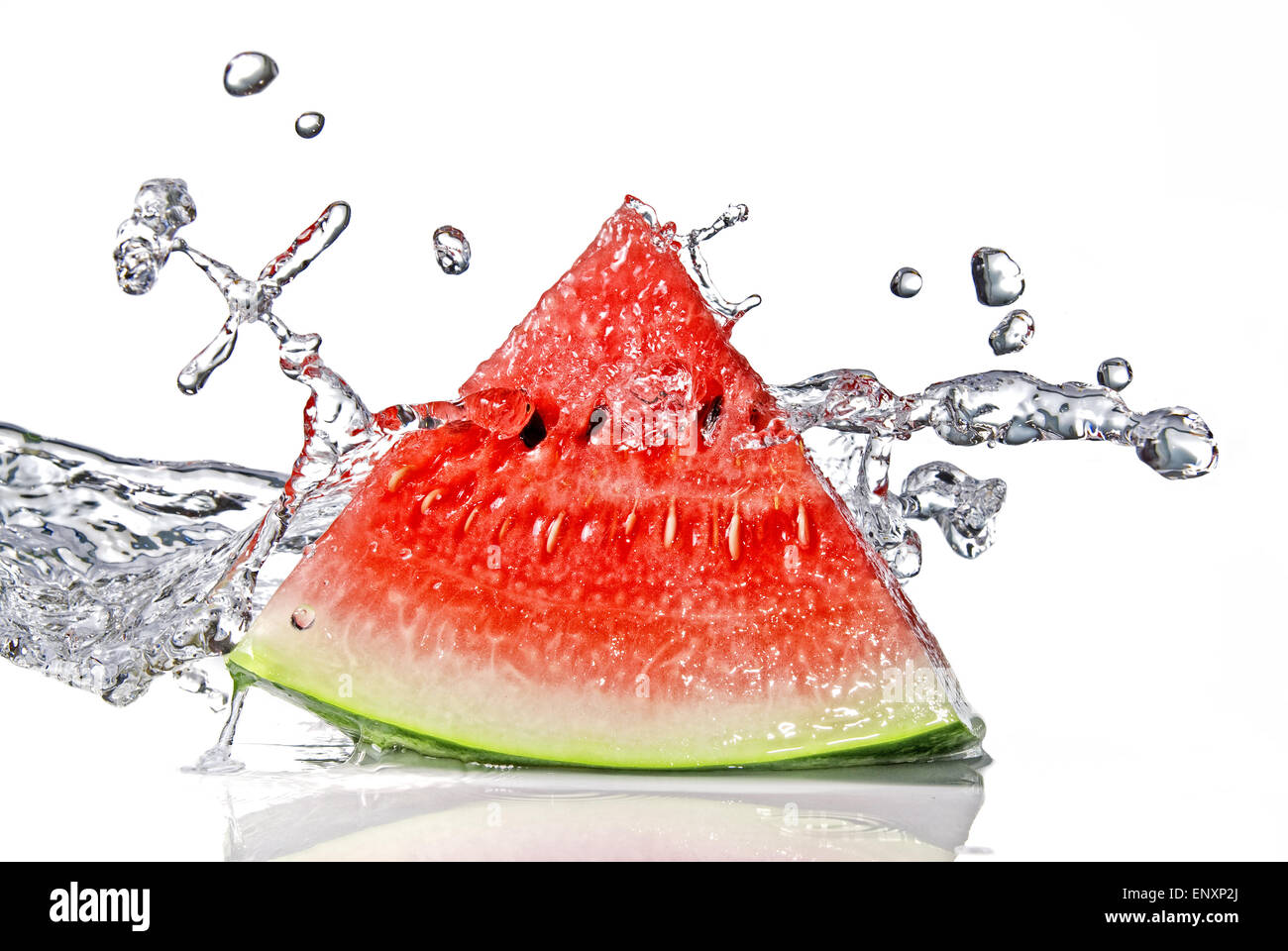 watermelon and water splash isolated on white Stock Photo - Alamy