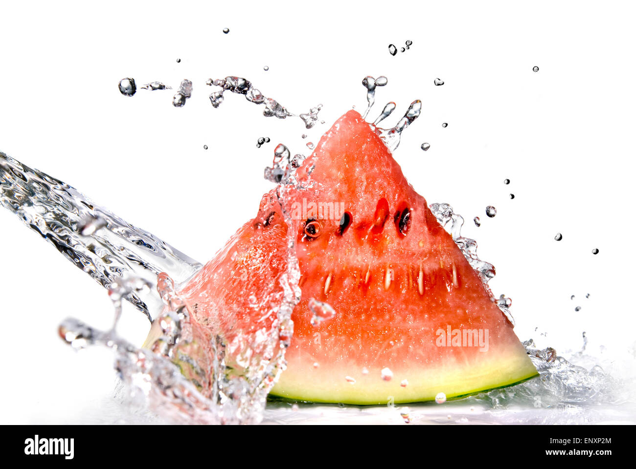 watermelon and water splash isolated on white Stock Photo - Alamy