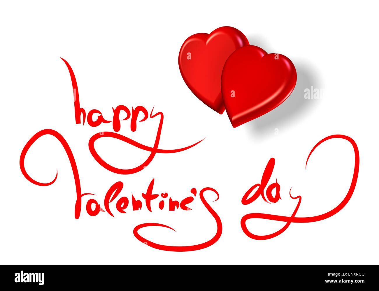 greetings for valentine's day and red hearts isolated on white Stock ...