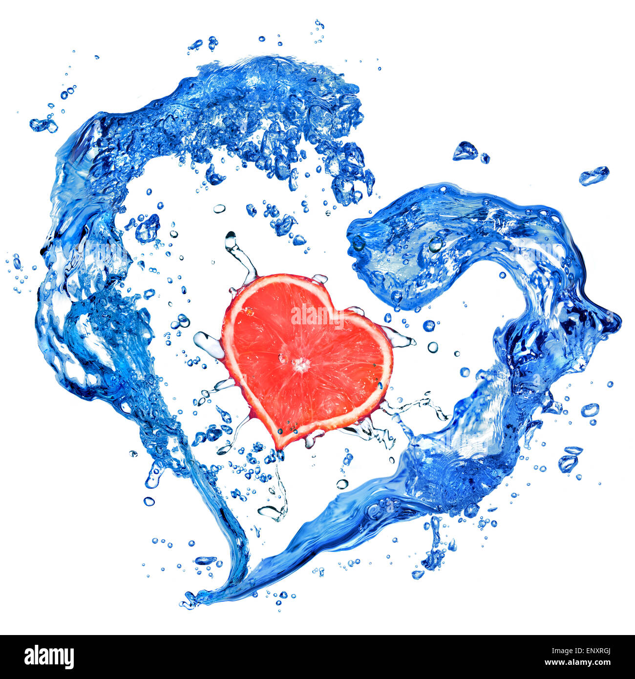 Heart from water splash with bubbles isolated on white Stock Photo - Alamy