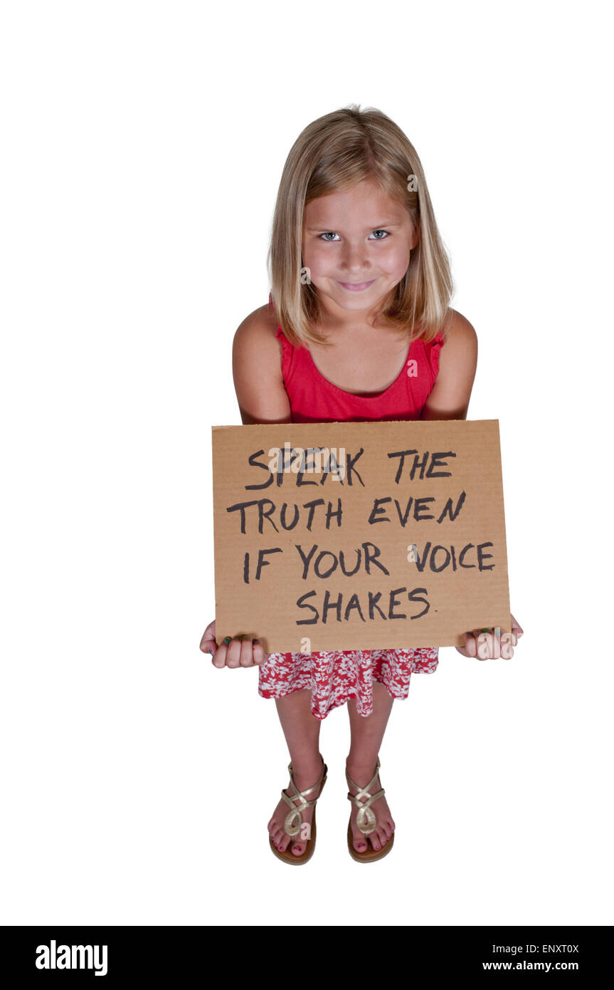 Little Girl Holding a Sign Stock Photo - Alamy